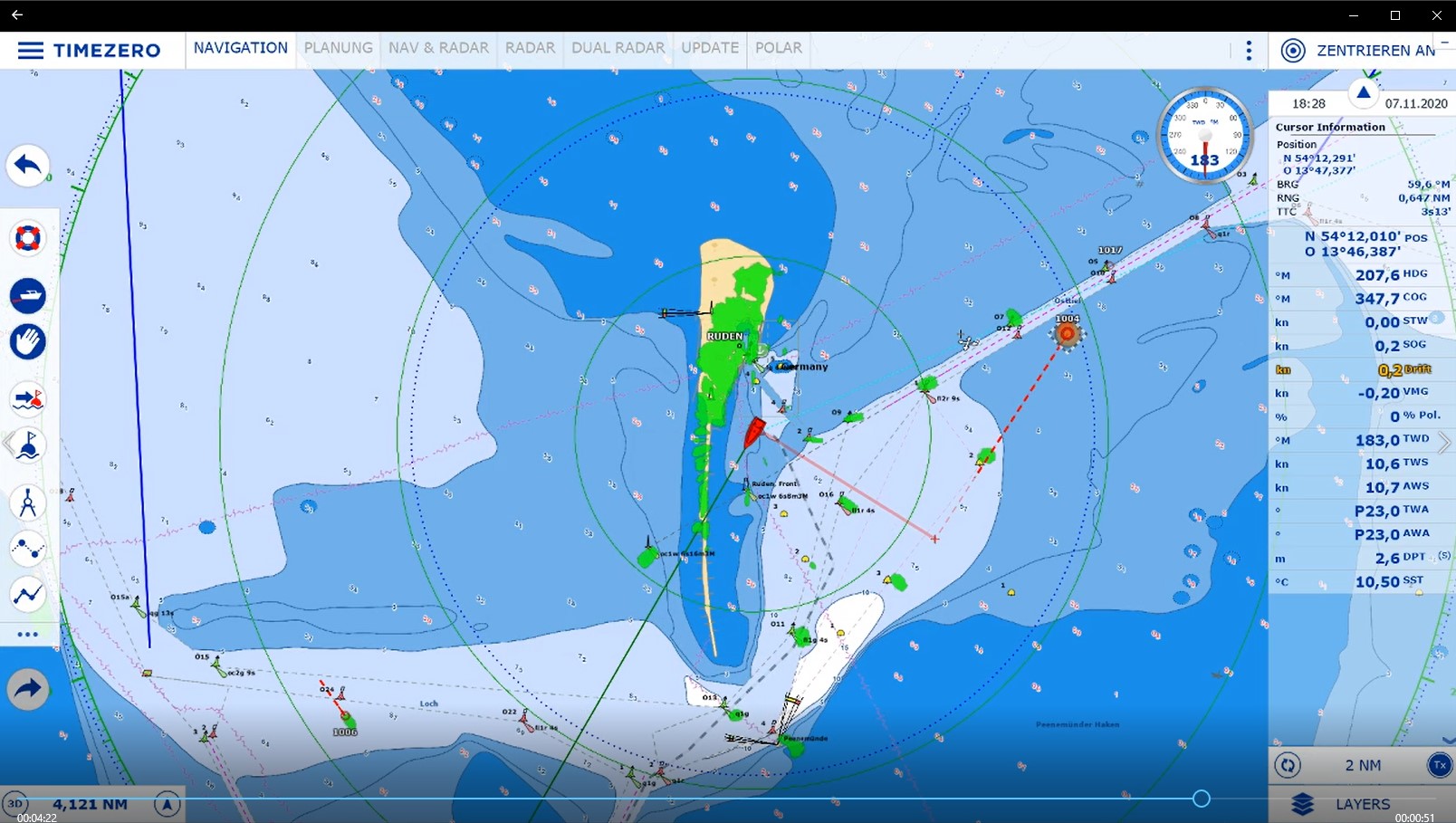 Timezero Navigator connected to Furuno DRS4D-NXT – Calypso Yacht Technik